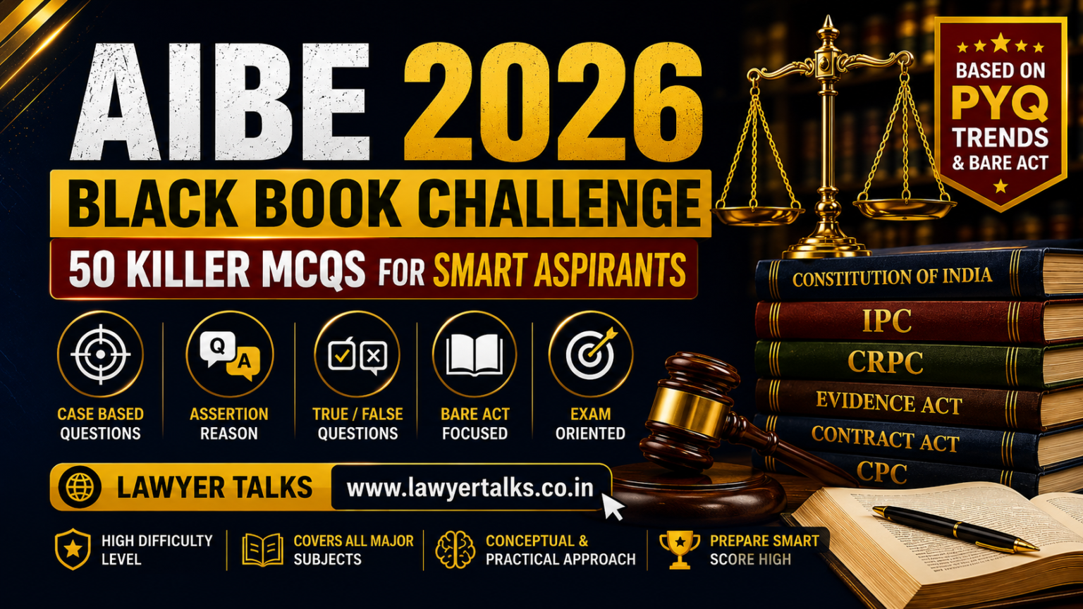 ⚖️ AIBE 2026 Black Book Challenge of 50 Killer MCQs for Smart Aspirants ...